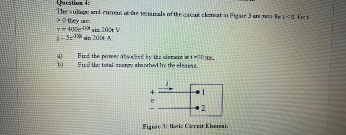 Solved Question 4: The voltage and current at the terminals | Chegg.com