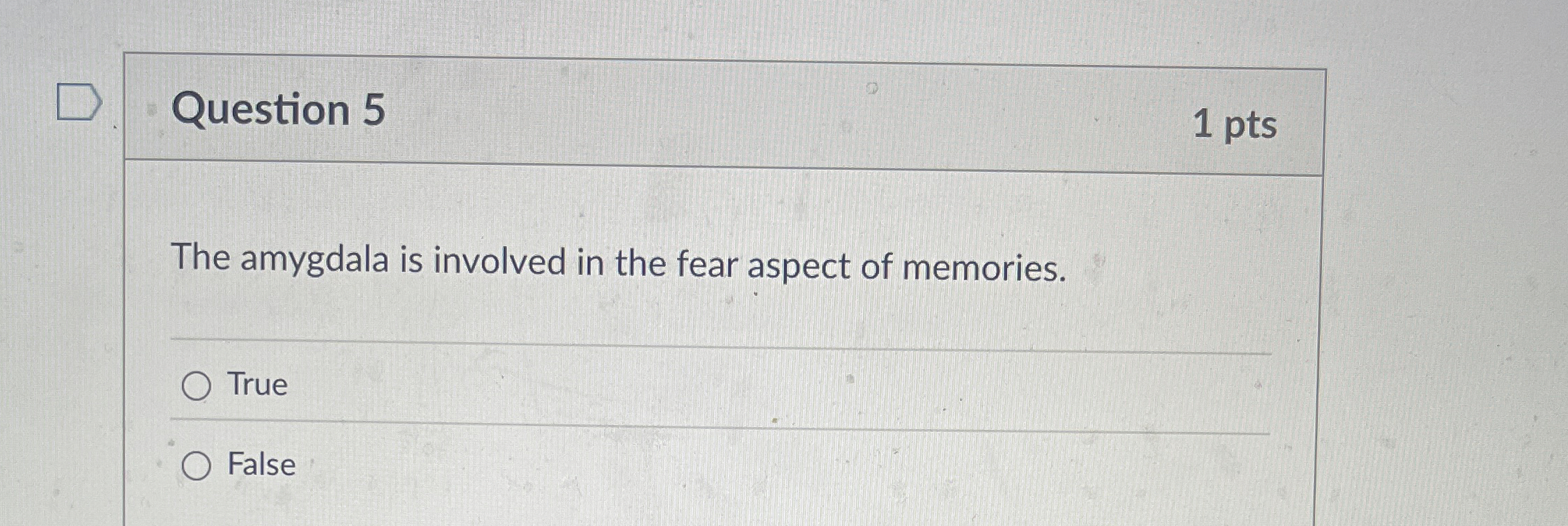 Solved Question 51 ptsThe amygdala is involved in the fear | Chegg.com Solved Question 51 ptsThe amygdala is involved in the fear | Chegg.com