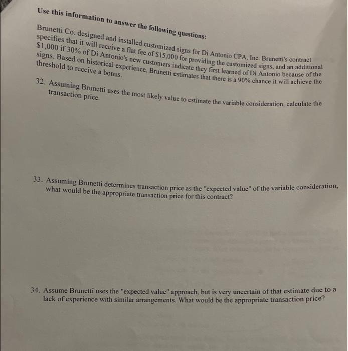 Solved Use this information to answer the following | Chegg.com