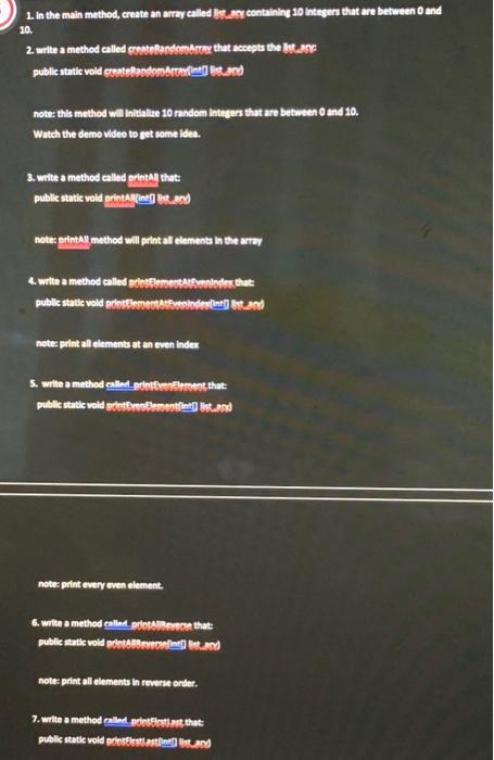 Solved project: Ch6_proj_java Purpose: Print the 10 random | Chegg.com