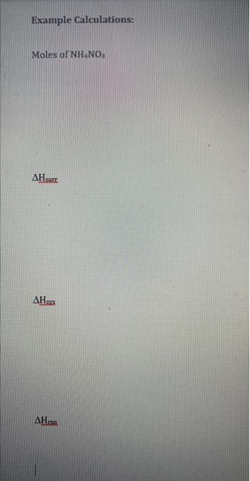 Solved Moles of NH4NO3 AH=ΔHsux | Chegg.com