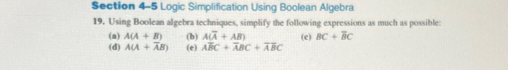 Solved Section 4-5 ﻿Logic Simplification Using Boolean | Chegg.com