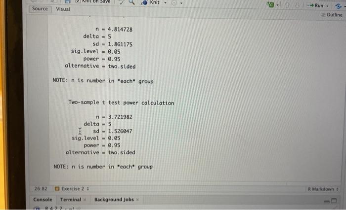 Solved Use the power.t. . test() function to estimate the | Chegg.com