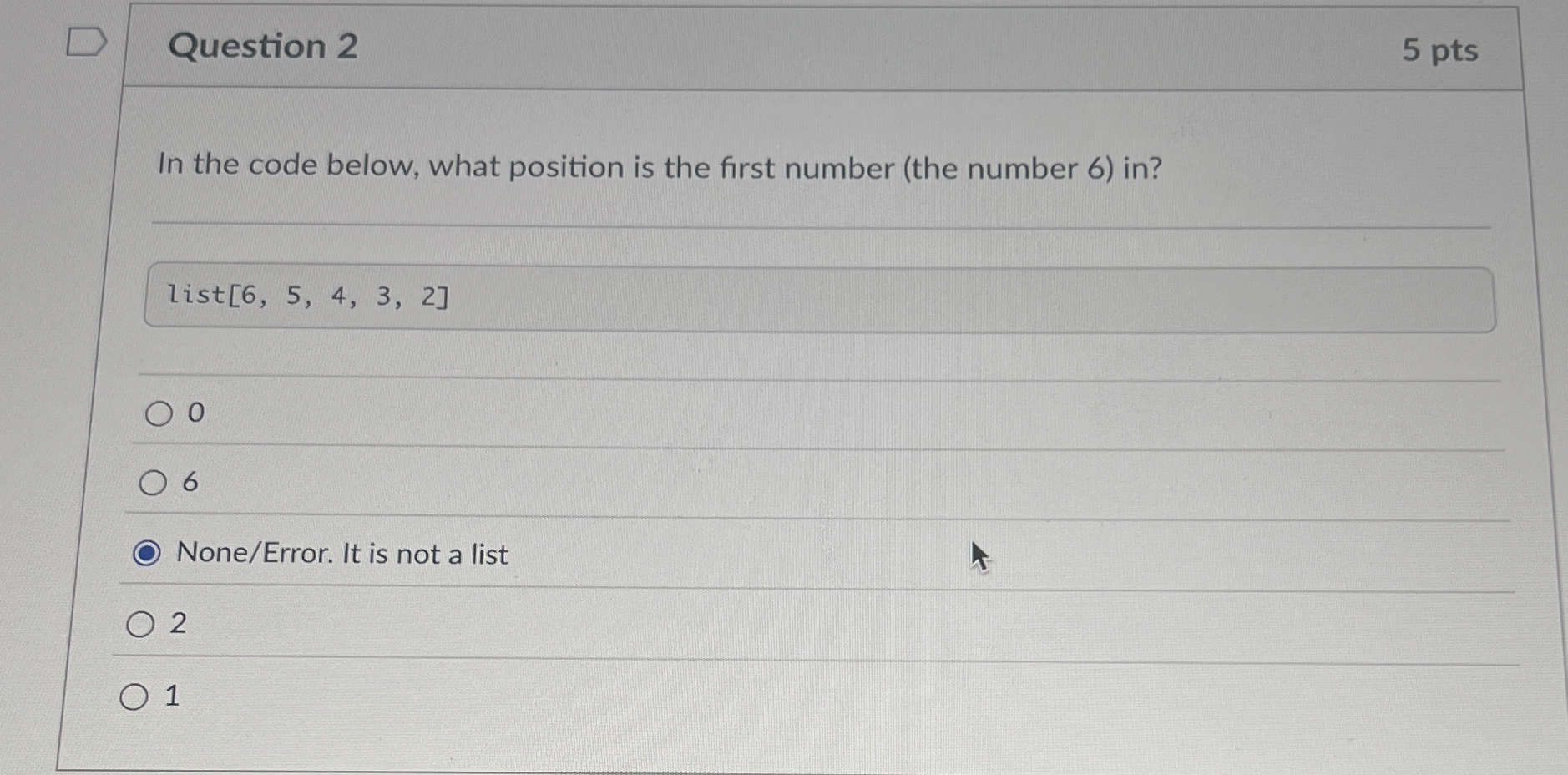 Solved Question 25 ﻿ptsIn the code below, what position is | Chegg.com