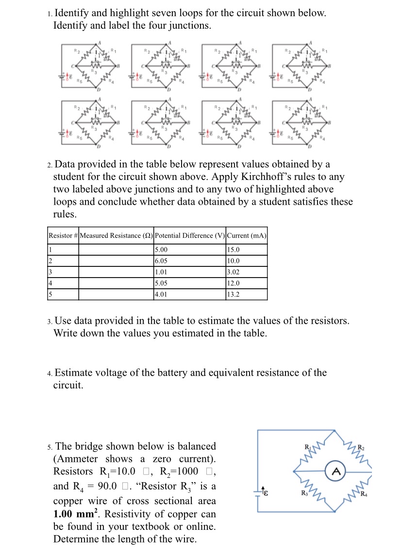 Solved Identify and highlight seven loops for the circuit | Chegg.com