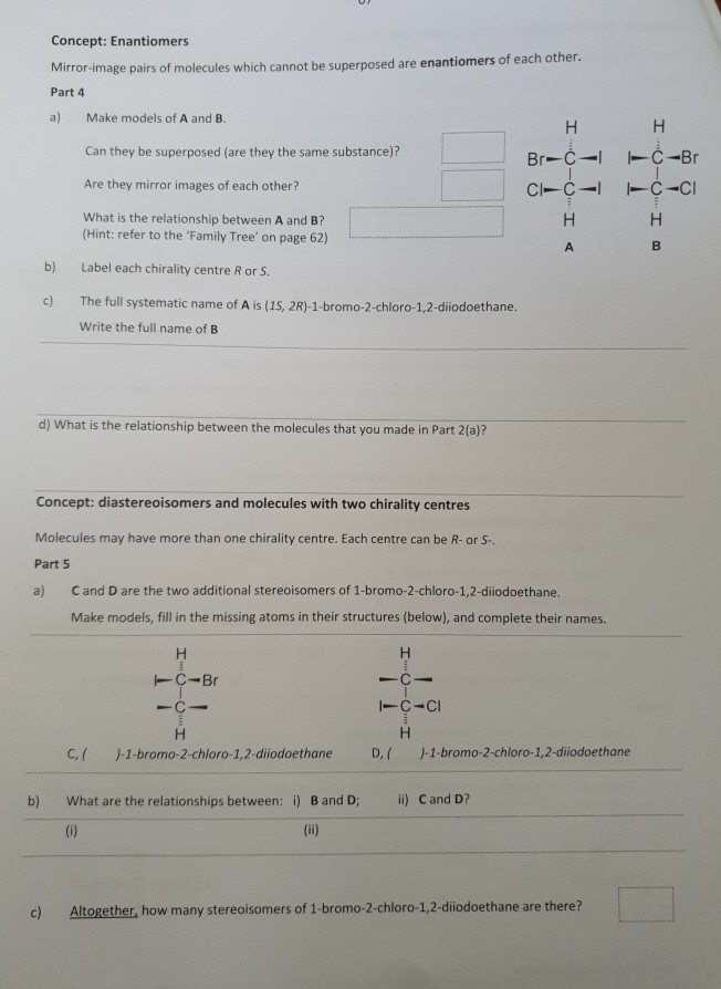 Solved Concept: Enantiomers Mirror-image pairs of molecules | Chegg.com