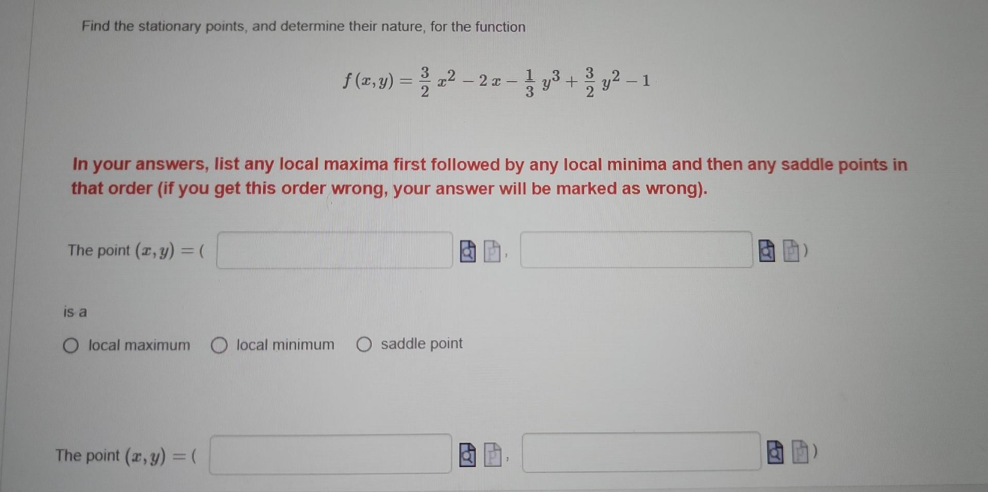 Solved Find the stationary points, and determine their | Chegg.com