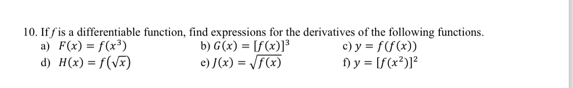 Solved If f ﻿is a differentiable function, find expressions | Chegg.com