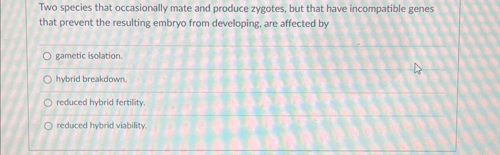 Solved Two species that occasionally mate and produce | Chegg.com