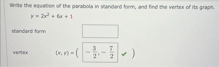 Solved Write the equation of the parabola in standard form, | Chegg.com