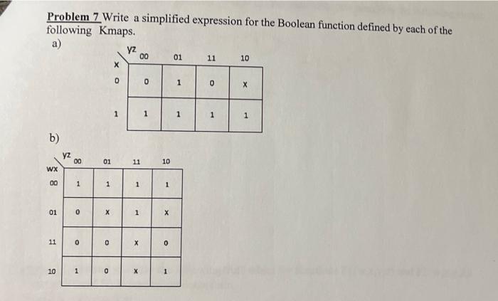 Solved Problem 6 Create The Kmaps And Then Simplify For The