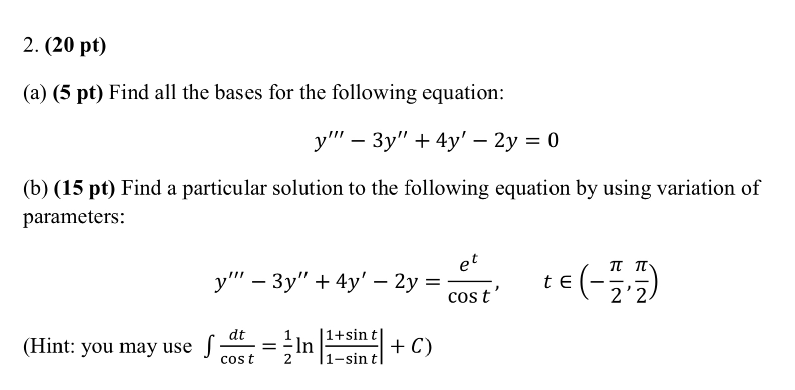 Solved (20 ﻿pt)(a) 5pt ﻿Find all the bases for the following | Chegg.com