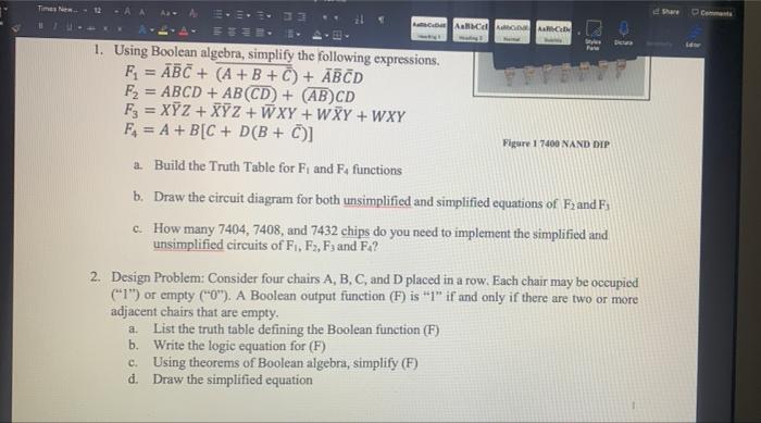 Solved Time - 22 Com Alice PE B 1. Using Boolean algebra, | Chegg.com