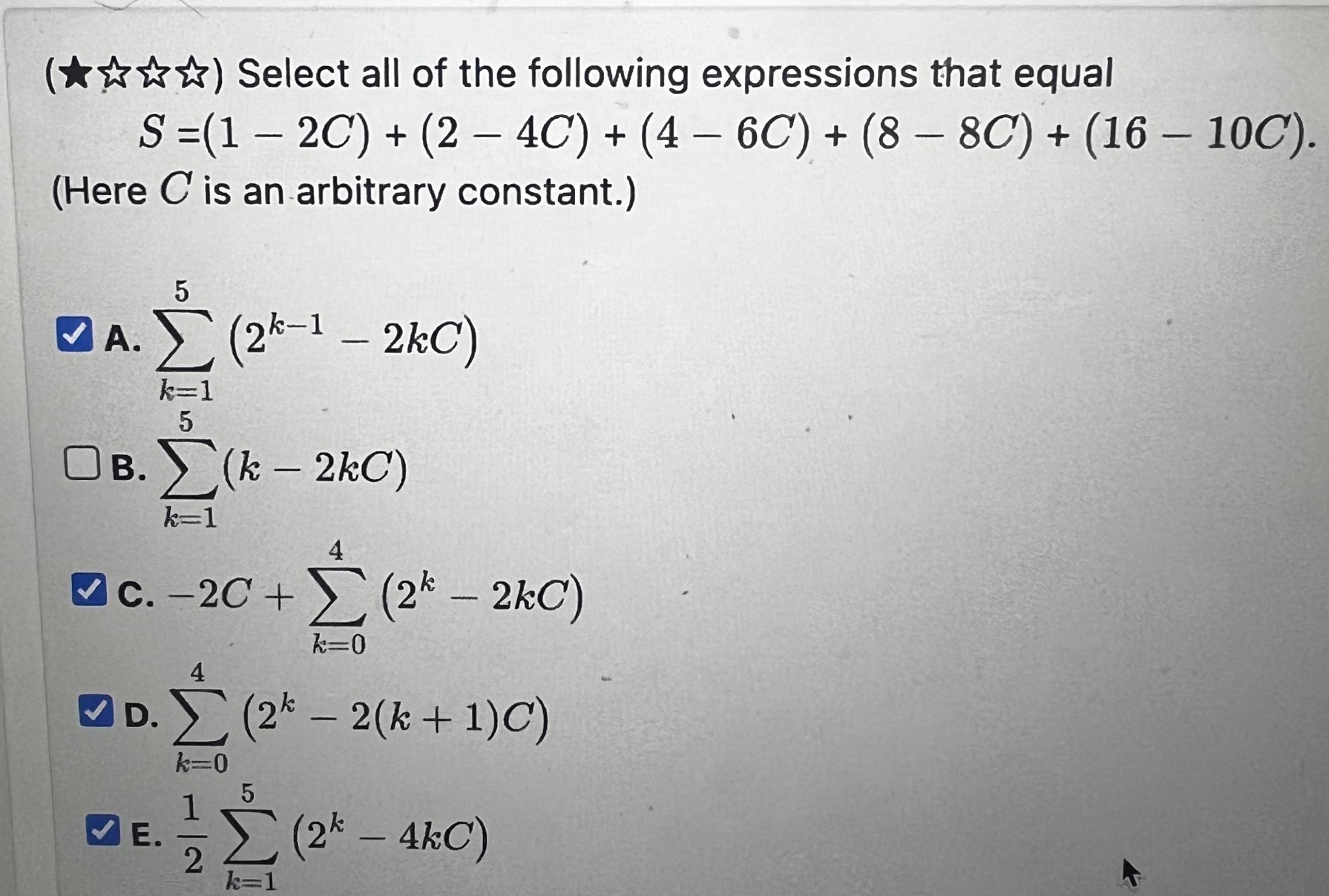 Solved ( t 目地) Select all of the following expressions that | Chegg.com