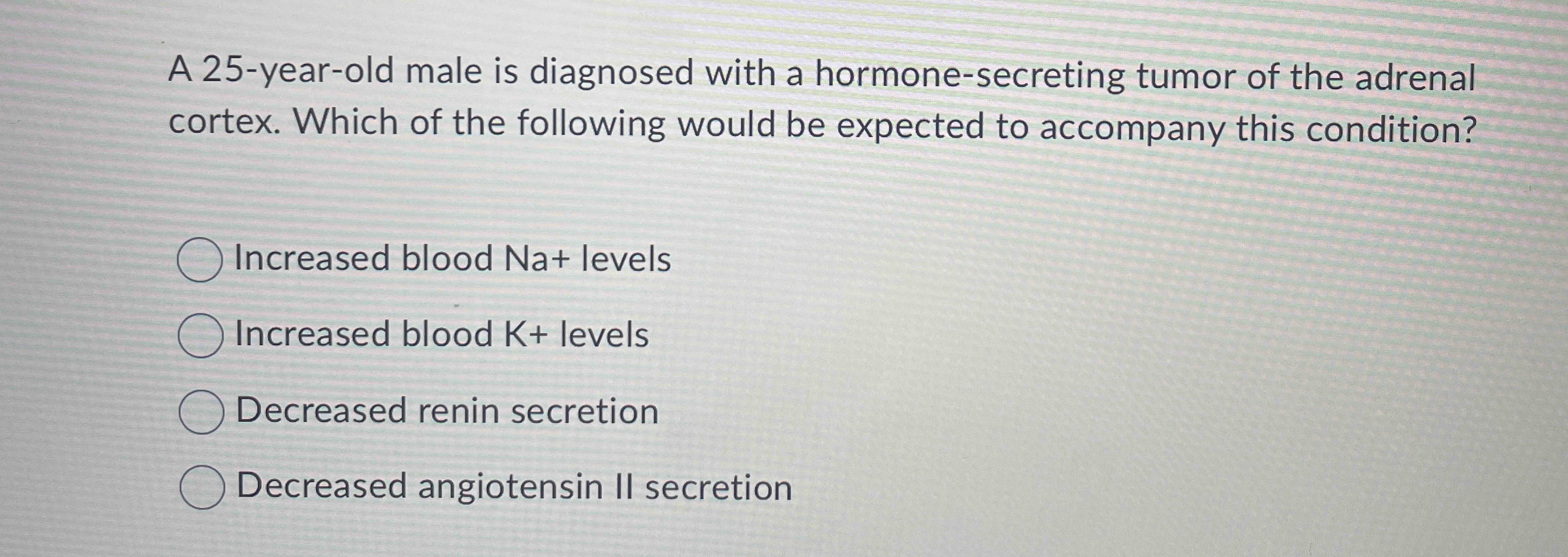 Solved A 25-year-old male is diagnosed with a | Chegg.com