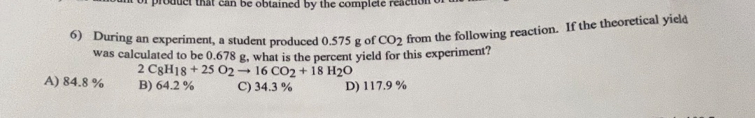 Solved During an experiment, a student produced 0.575gofCO2 | Chegg.com