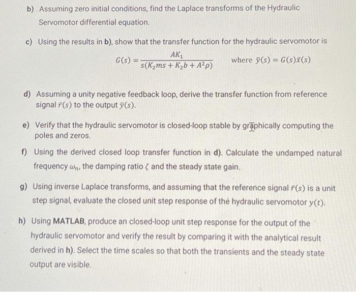 Solved b) Assuming zero initial conditions, find the Laplace | Chegg.com