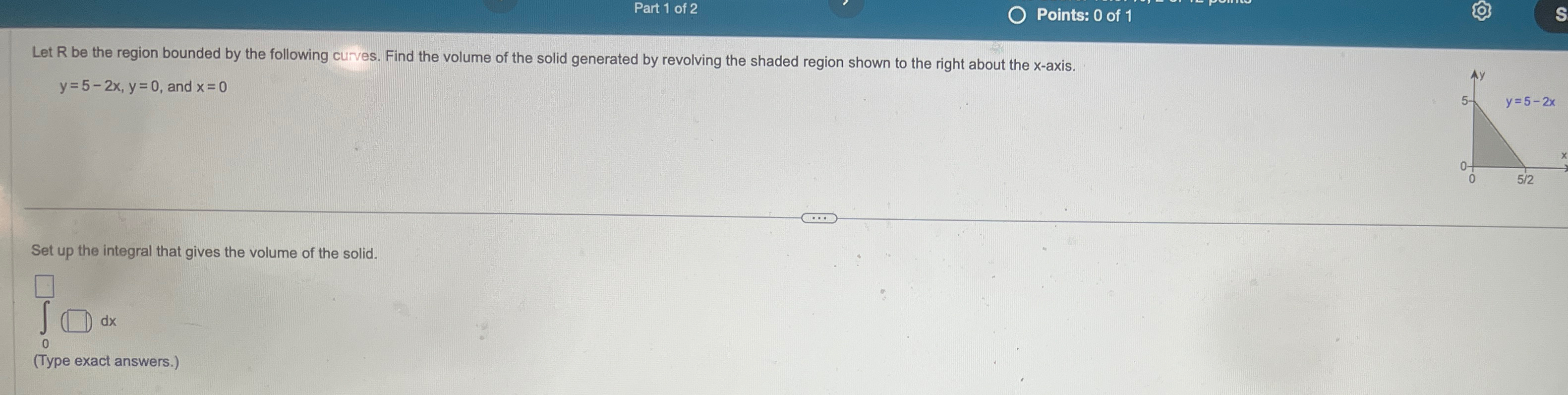 Solved Part 1 ﻿of 2Points: 0 ﻿of 1Let R ﻿be the region | Chegg.com