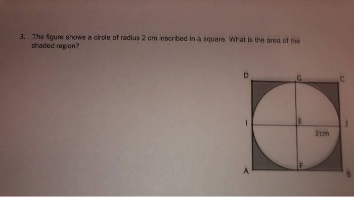 Solved 3. The figure shows a circle of radius 2 cm inscribed | Chegg.com
