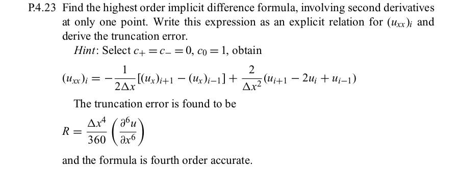 Solved 4 23 Find The Highest Order Implicit Difference