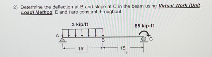 Solved 2) Determine the deflection at B and slope at C in | Chegg.com