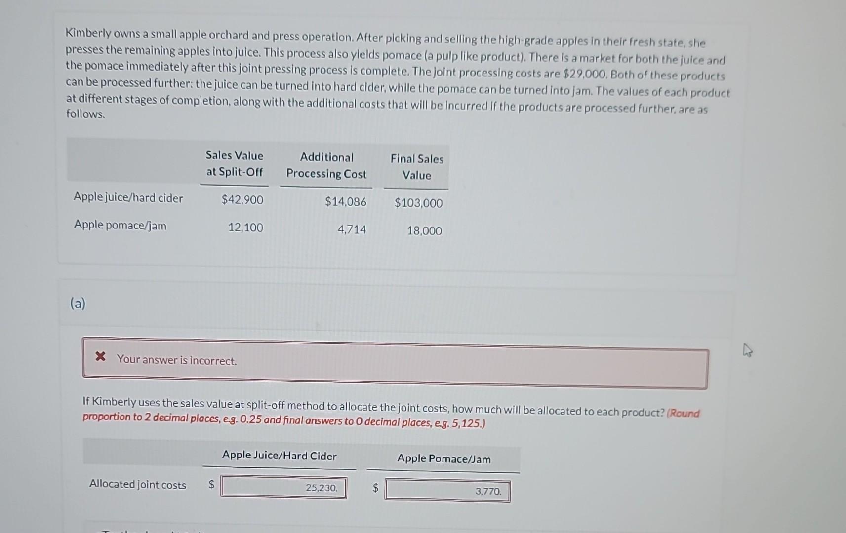 Solved Kimberly owns a small apple orchard and press | Chegg.com