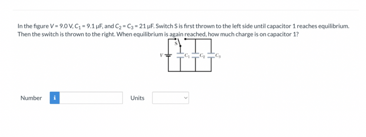 Solved In the figure V=9.0V,C1=9.1μF, ﻿and C2=C3=21μF. | Chegg.com