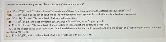 Solved Determine whether the given set S is a subspace of | Chegg.com