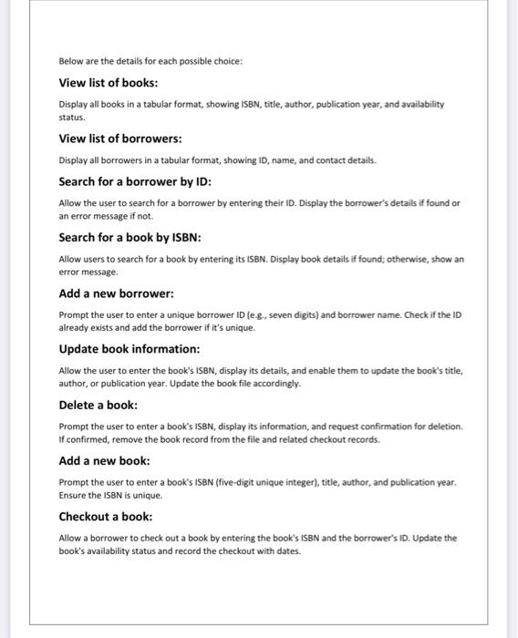 Solved 1. Description A Library Management System is | Chegg.com