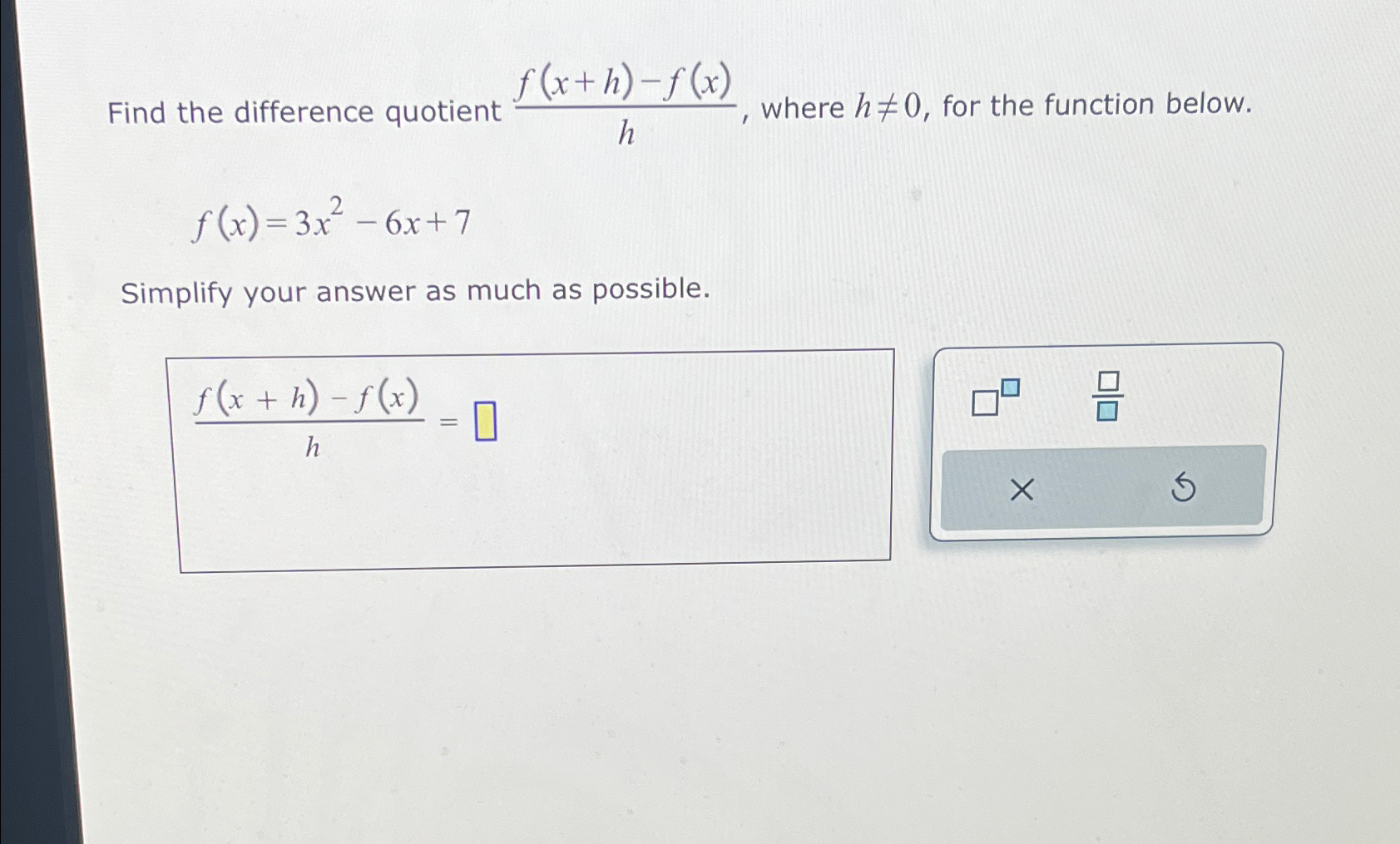 Solved Find the difference quotient f(x+h)-f(x)h, ﻿where | Chegg.com