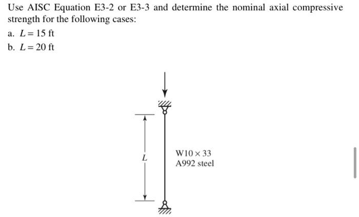 Solved Use AISC Equation E3-2 or E3-3 and determine the | Chegg.com