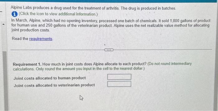 Alpine Labs produces a drug used for the treatment of | Chegg.com