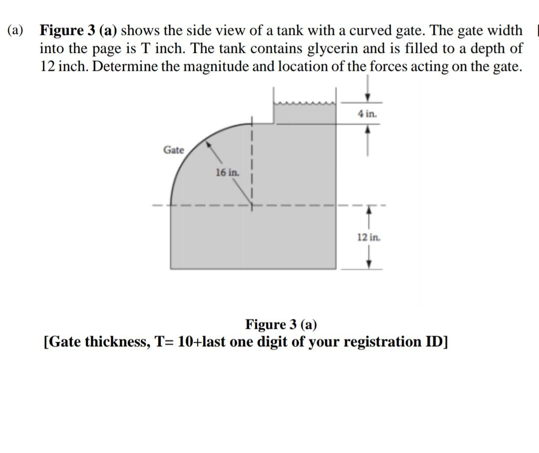 Solved (a) Figure 3 (a) shows the side view of a tank with a | Chegg.com