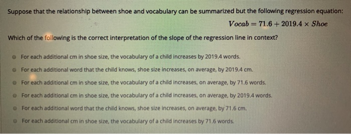 Solved Suppose that the relationship between shoe and | Chegg.com