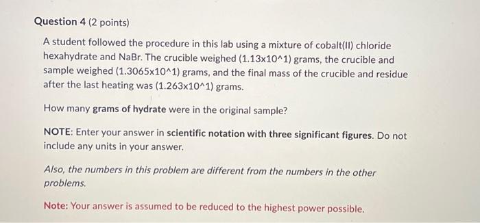 Solved A student followed the procedure in this lab using a | Chegg.com