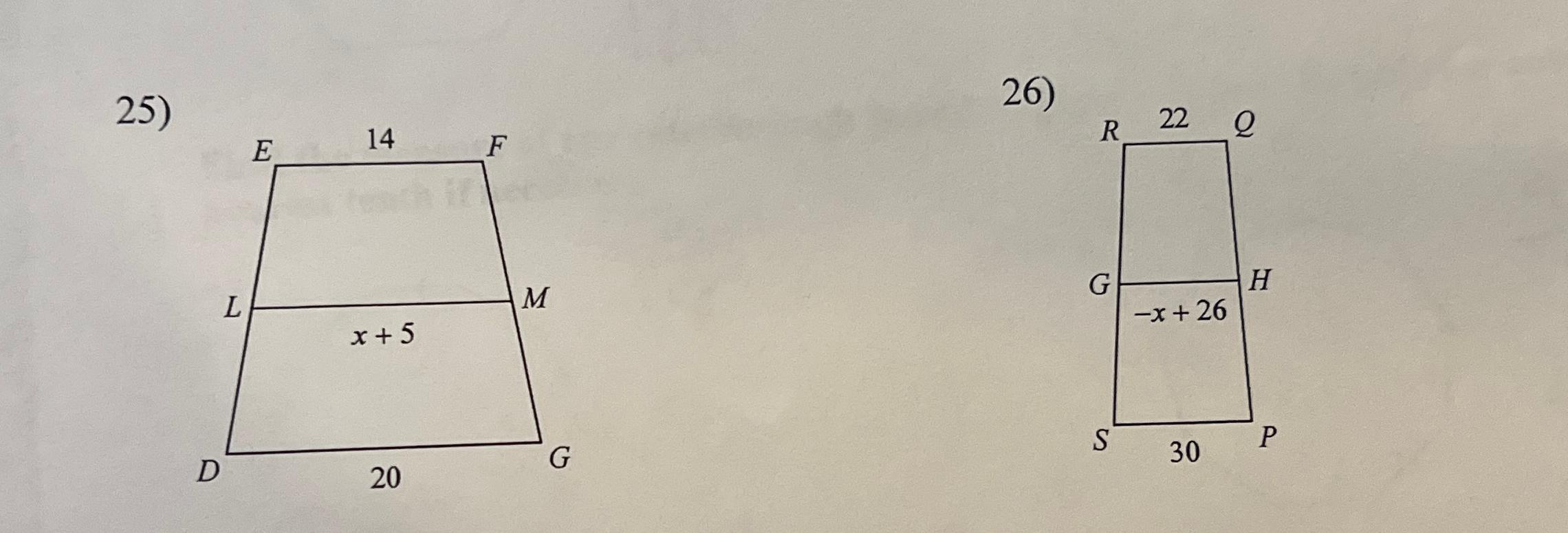 Solved Solve for x. ﻿Each figure is a trapezoid | Chegg.com