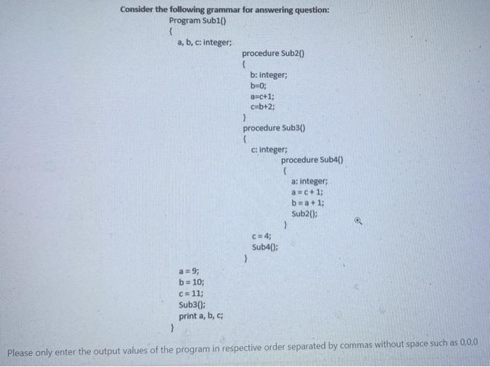 Solved Consider the following grammar for answering | Chegg.com