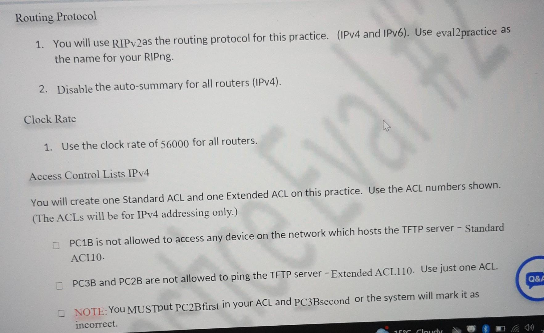 Solved Routing Protocol 1. You will use RIPv2as the routing | Chegg.com