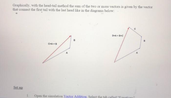 Solved Addition and Subtraction of Vectors Purpose: To add | Chegg.com
