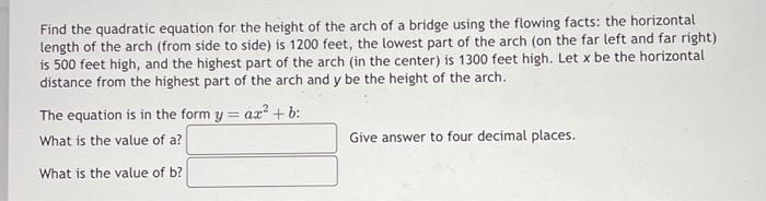 Solved Find the quadratic equation for the height of the | Chegg.com