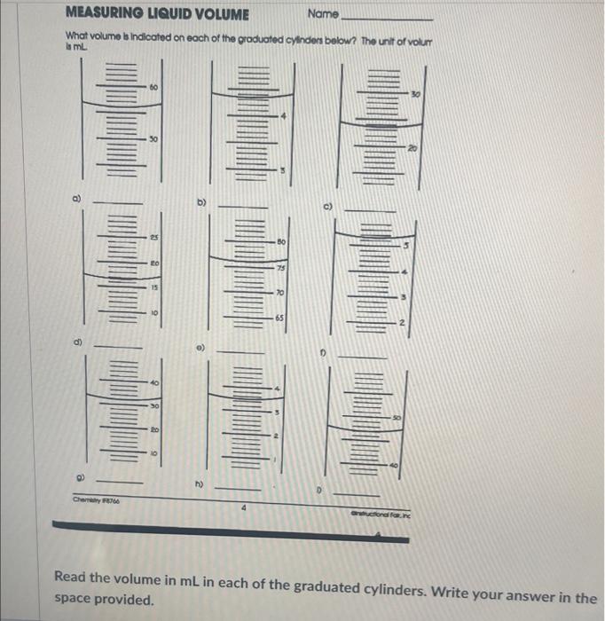 Solved Read the volume in mL in each of the graduated | Chegg.com