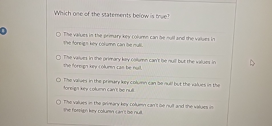 Solved Which one of the statements below is true?The values | Chegg.com