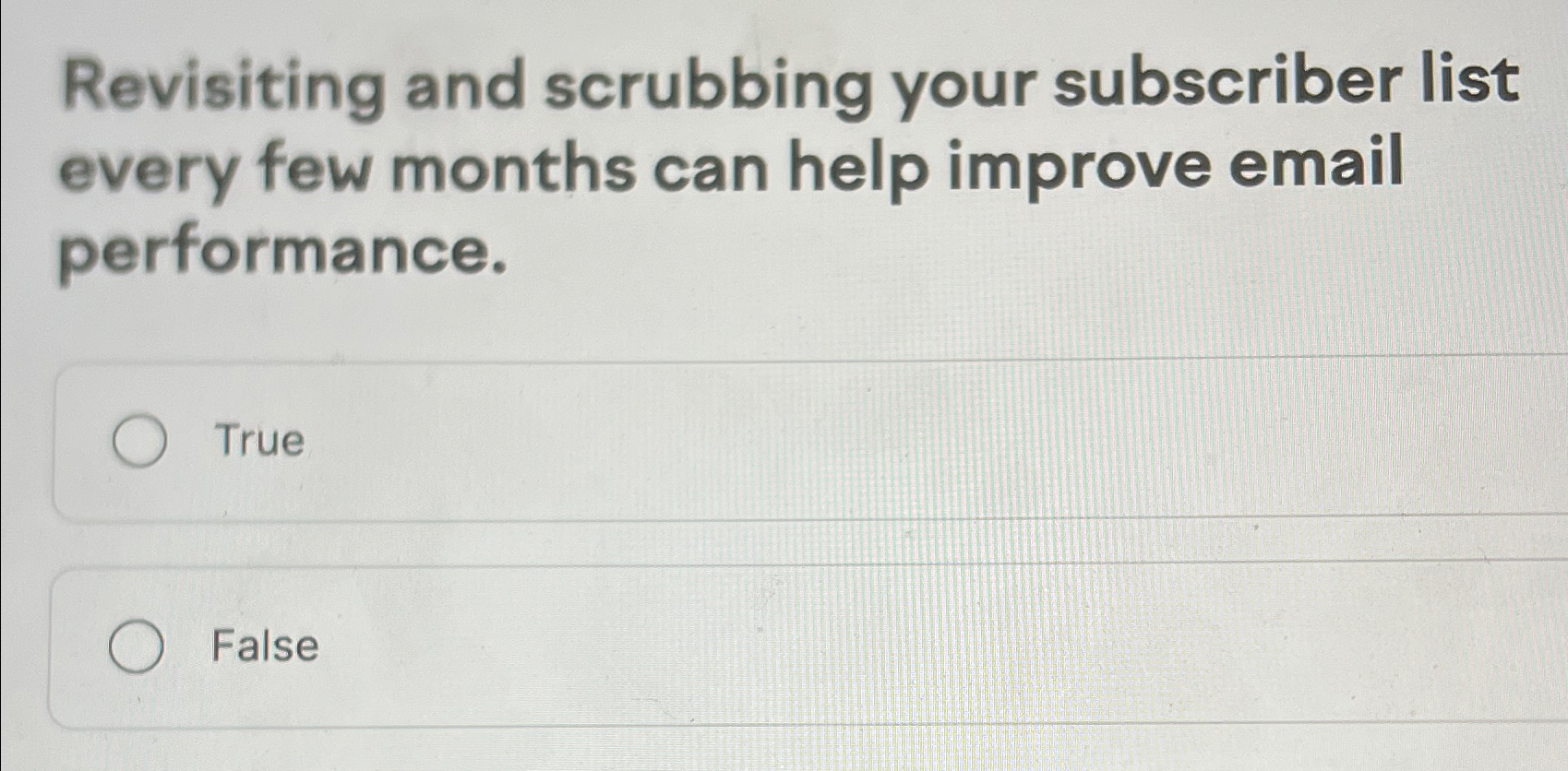 Solved Revisiting and scrubbing your subscriber list every | Chegg.com