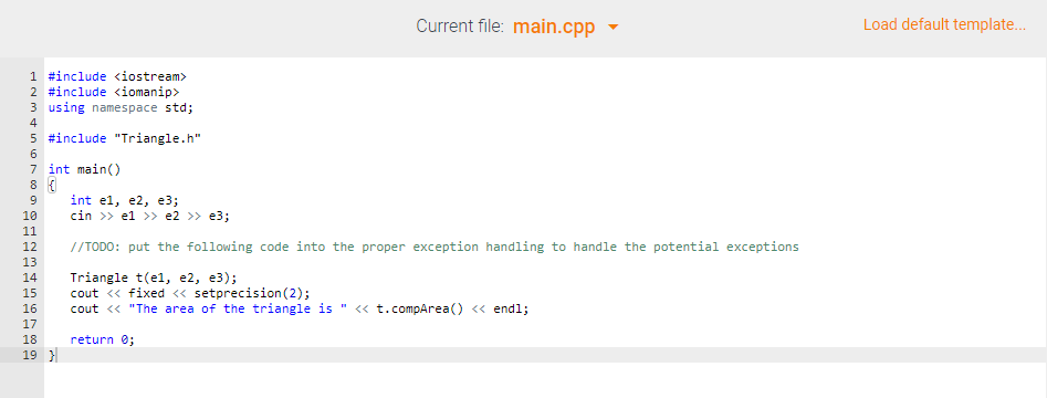 In main.cpp Complete the main() function to handle | Chegg.com