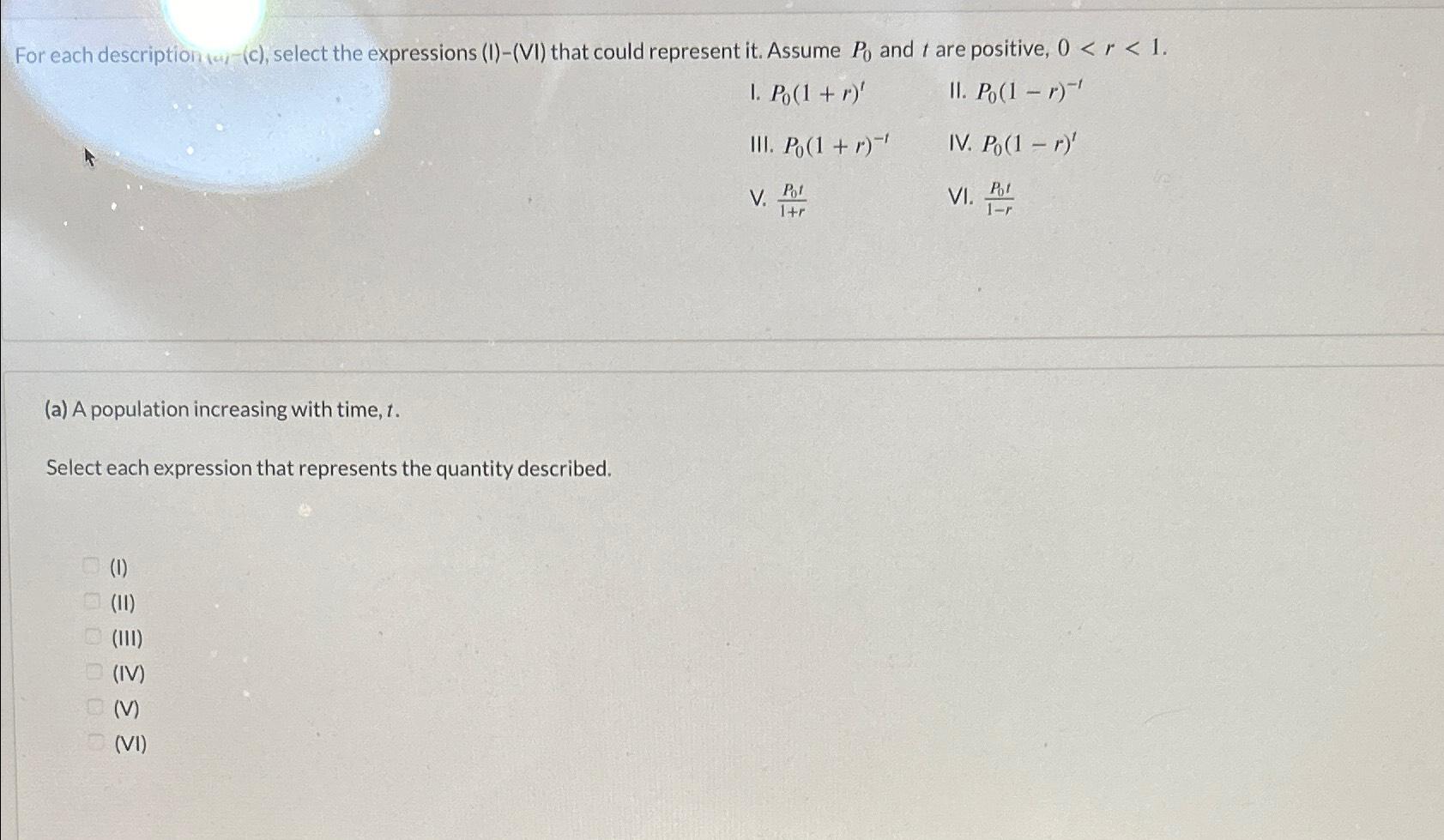 Solved For each description (u- (c), ﻿select the expressions | Chegg.com