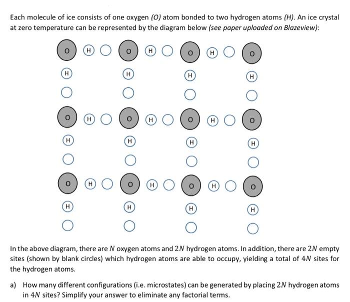 Each molecule of ice consists of one oxygen (O) atom | Chegg.com