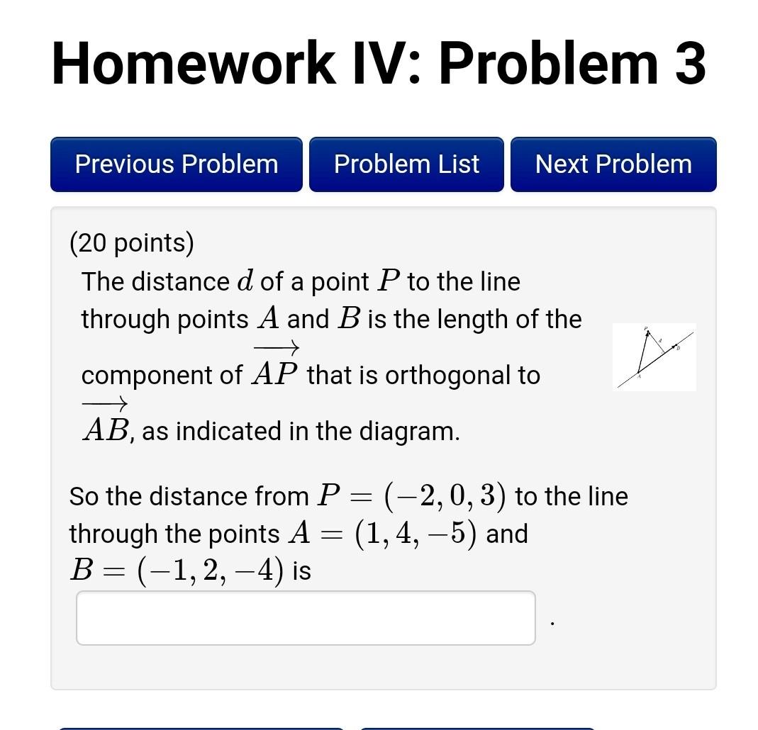 Solved The distance d of a point P to the line through | Chegg.com