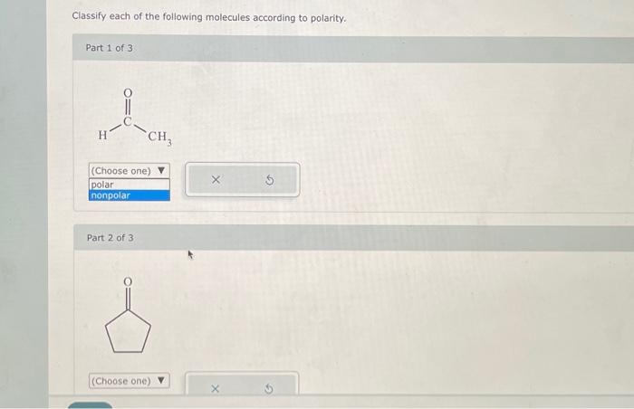 Solved Classify each of the following molecules according to | Chegg.com