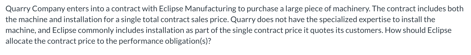 Solved Quarry Company enters into a contract with Eclipse | Chegg.com