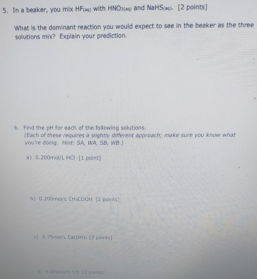 Solved In a beaker, you mix HF(aq) with HNO3(2q) and | Chegg.com